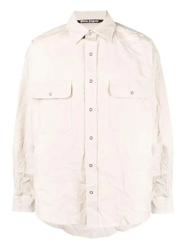 Palm Angels Logo-print Long-sleeve Shirt - Neutrals