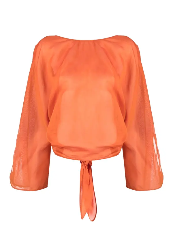 Alberta Ferretti V-back Long-sleeve Blouse - Orange