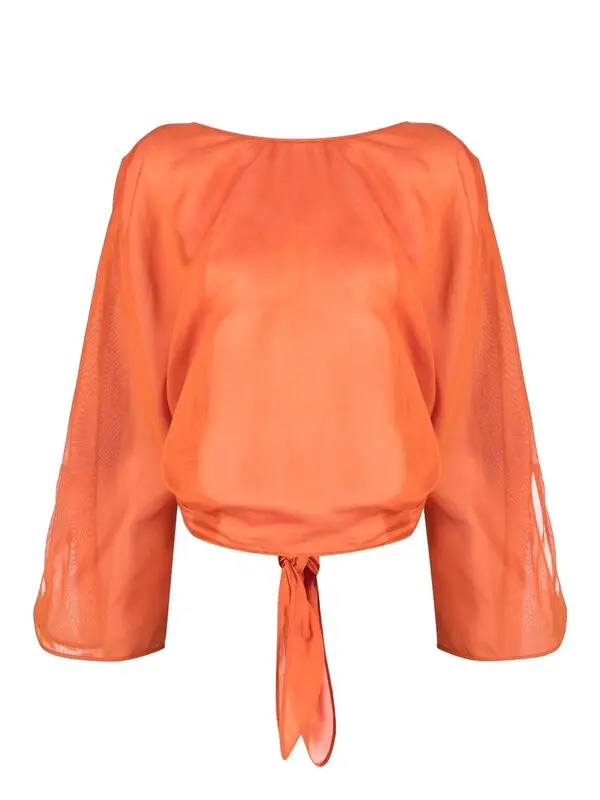 Alberta Ferretti V-back Long-sleeve Blouse - Orange