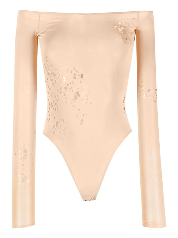 MAISON MARGIELA Off-shoulder Long-sleeved Bodysuit - Neutrals