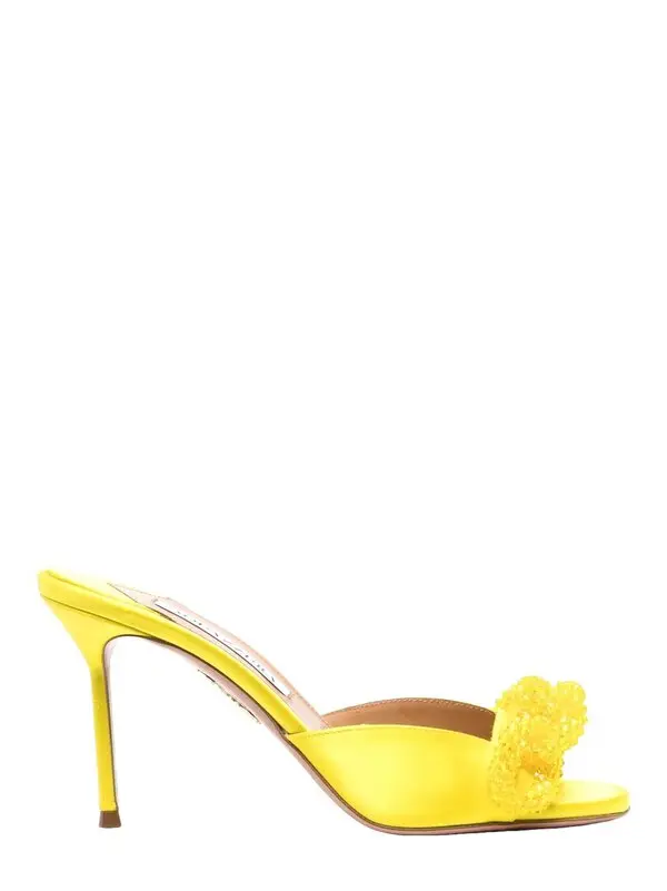 AQUAZZURA 95mm Crystal-embellished Satin Sandals - Yellow