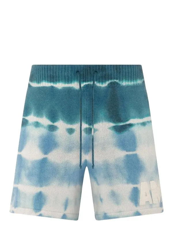 Amiri Tie-dye Pattern Cashmere Blend Shorts - Blue