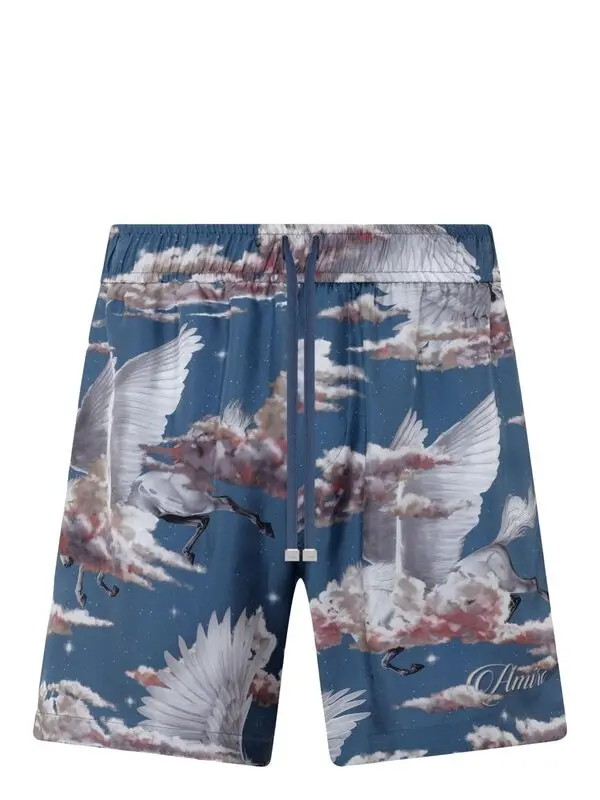Amiri Graphic-print Pyjama Shorts - Blue