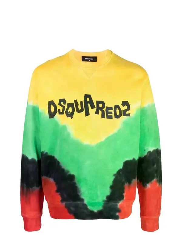 Dsquared2 Logo-print Tie-dye Cotton Sweatshirt - Green