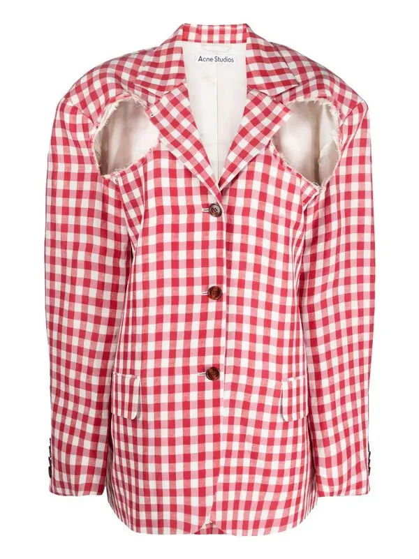 Acne Studios Single-breasted Gingham Blazer - Red