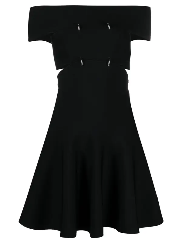 Alexander McQueen Off-shoulder Mini Dress - Black