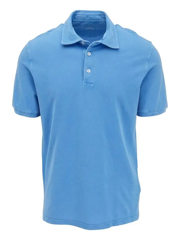 Fedeli Short-sleeve Cotton Polo Shirt - Blue