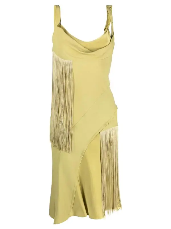 Victoria Beckham Fringe-detail Dress - Green