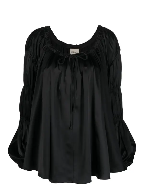 Khaite Lenny Scoop-neck Silk Blouse - Black