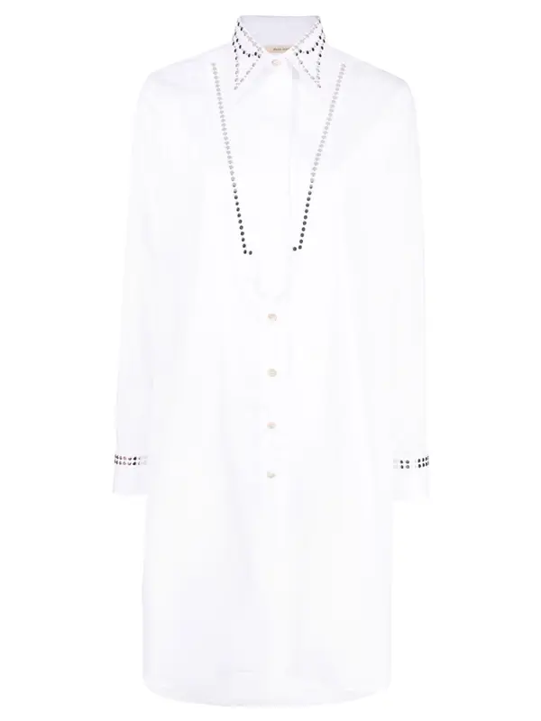 WALES BONNER Laser-cut Shirt Dress - White