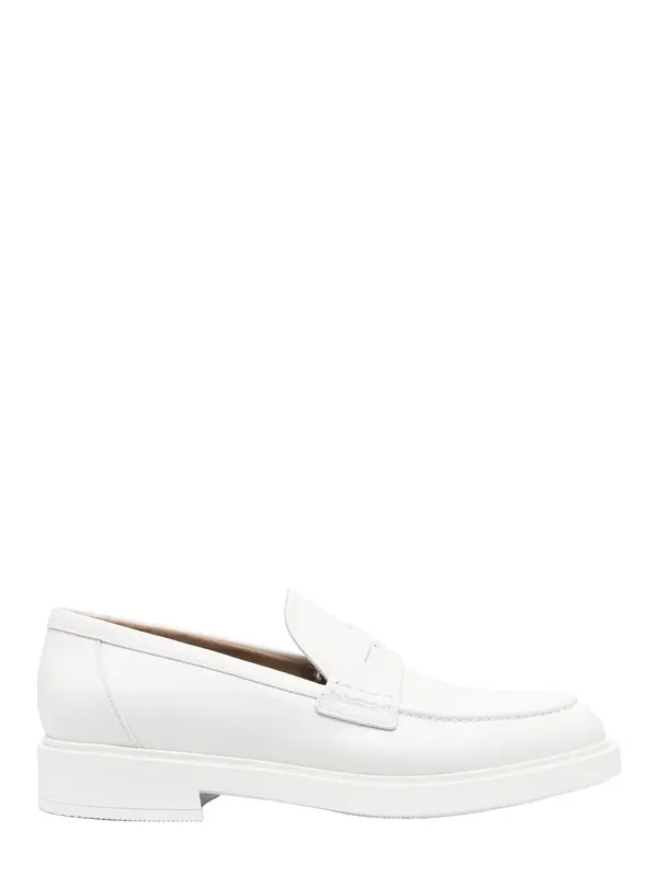 GIANVITO ROSSI Leather Penny Loafers - White