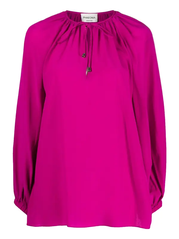 PHAEONIA Self-tie Silk Blouse - Pink