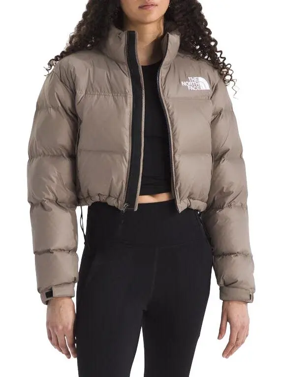 The North Face Nuptse Water Repellent Short Puffer Jacket - Mocha Brown
