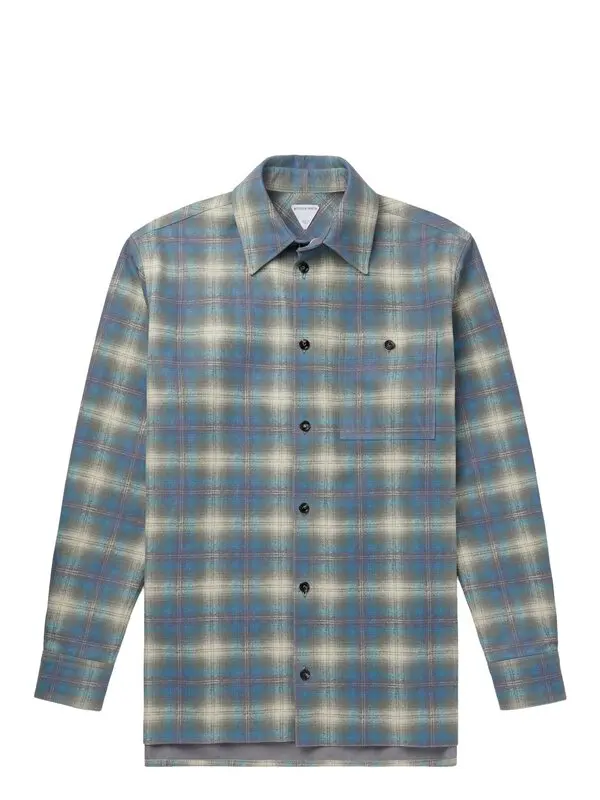 Bottega Veneta Checked Leather Shirt - Blue
