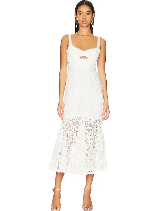 Saylor Lesli Midi Dress - White