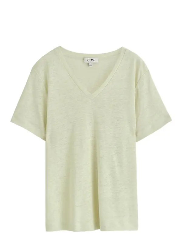 Cos V-neck Linen T-shirt - Green