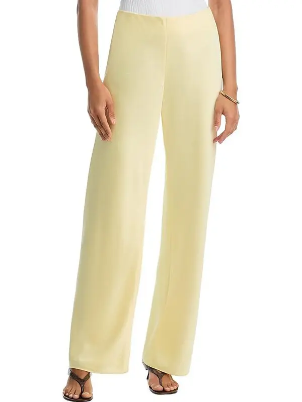 Vince High Waisted Wide Leg Satin Trousers - Sun Glow