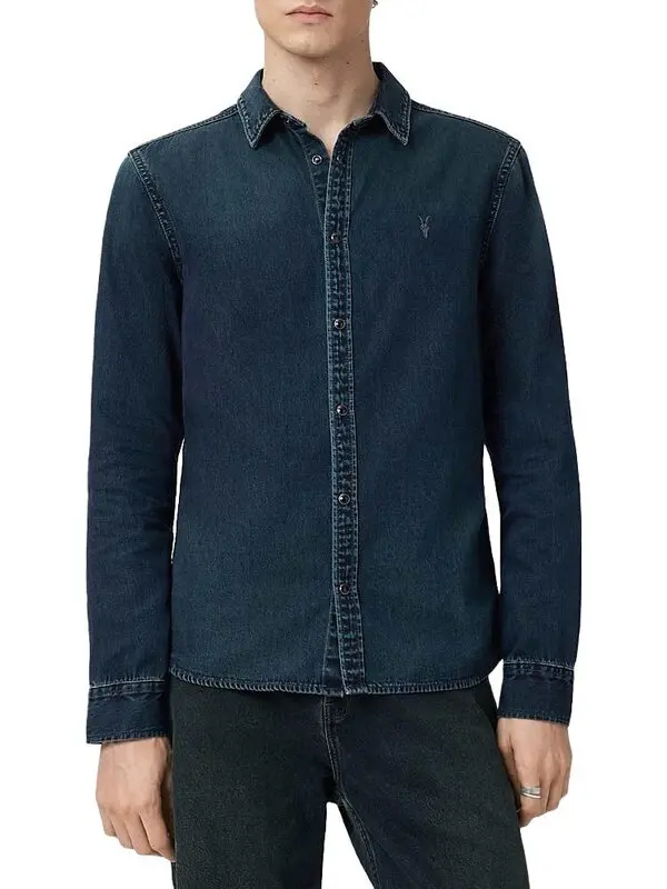 ALLSAINTS Gleason Long Sleeve Denim Shirt - Phantom Blue