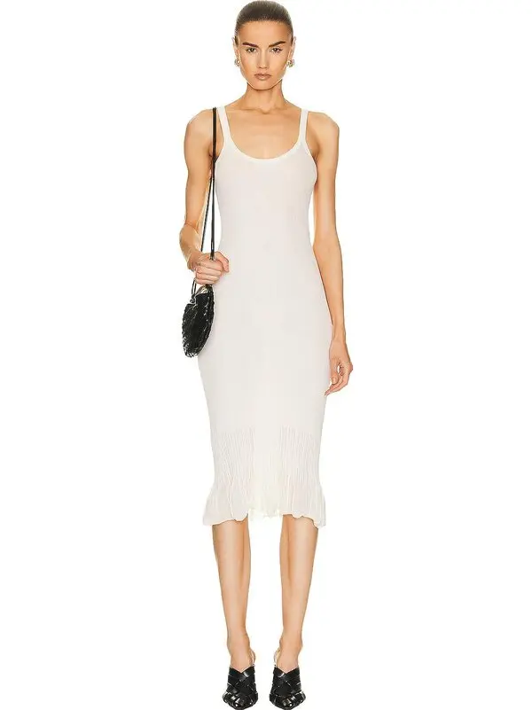 Bottega Veneta Sleeveless Ruffle Dress - Chalk