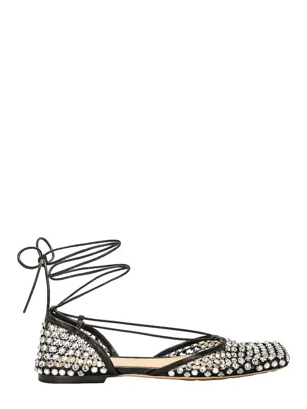Bottega Veneta Stretch Flat - Black & Crystal