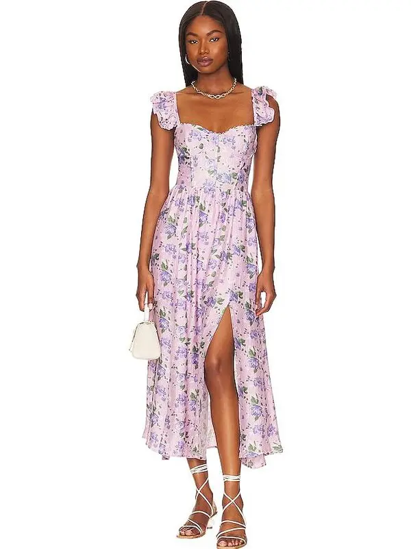 Astr The Label Wedelia Floral Dress - Purple Floral