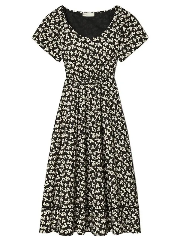 Tory Burch Printed Scoop-neck Midi Dress - Neutral Little Leaves