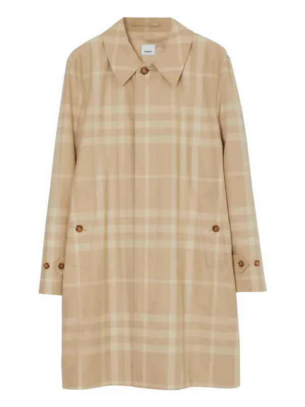 Burberry Checked Cotton Long Coat - Neutrals