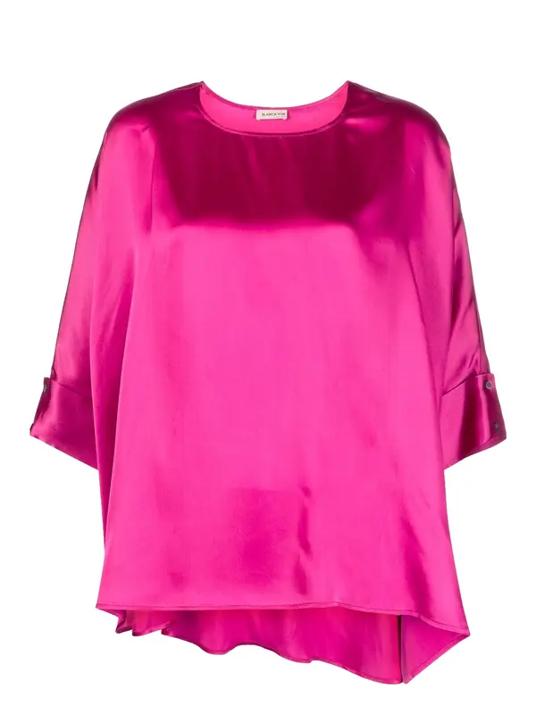 BLANCA VITA Draped Satin Blouse - Pink