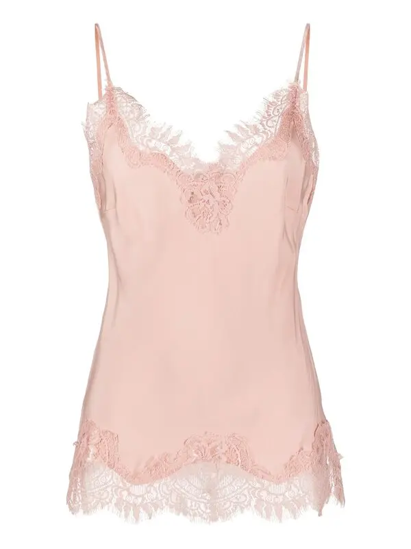 Gold Hawk Lace-trim Slip Top - Pink