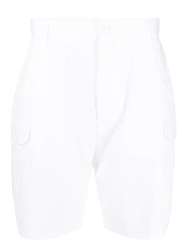 Giorgio Armani Seersucker High-waisted Cargo Shorts - White