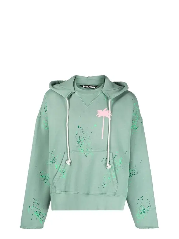 Palm Angels Palm Tree Print Hoodie - Green