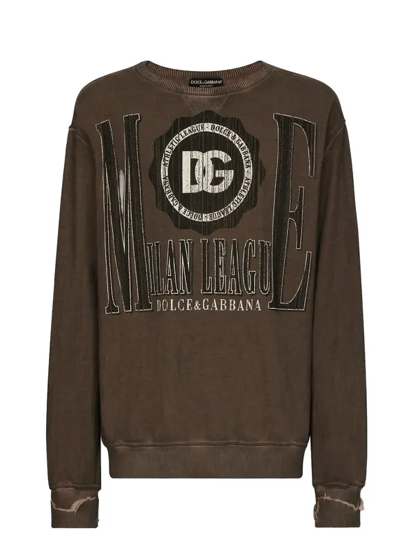 Dolce & Gabbana Logo-print Cotton Sweatshirt - Brown