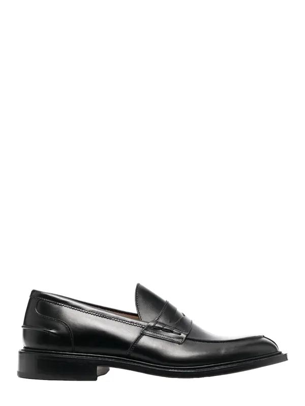 TRICKER'S Almond Toe Leather Loafers - Black