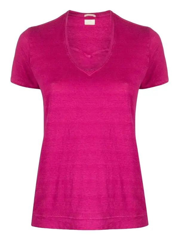 Massimo Alba Flores Short-sleeve Linen T-shirt - Pink
