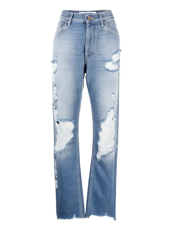Jacob Cohen Straight Leg Distressed Jeans - Blue