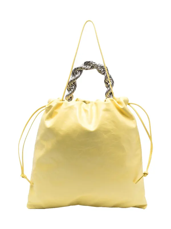 JIL SANDER Metallic Top-handle Leather Tote Bag - Yellow