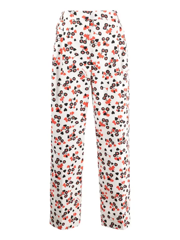 Moschino Floral-print High-waist Trousers - White