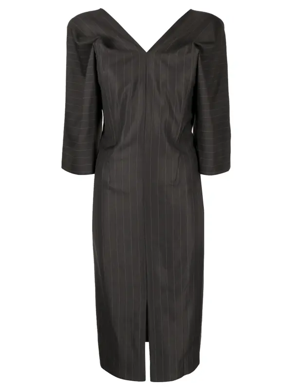 LITKOVSKA Striped Wool-silk Dress - Grey