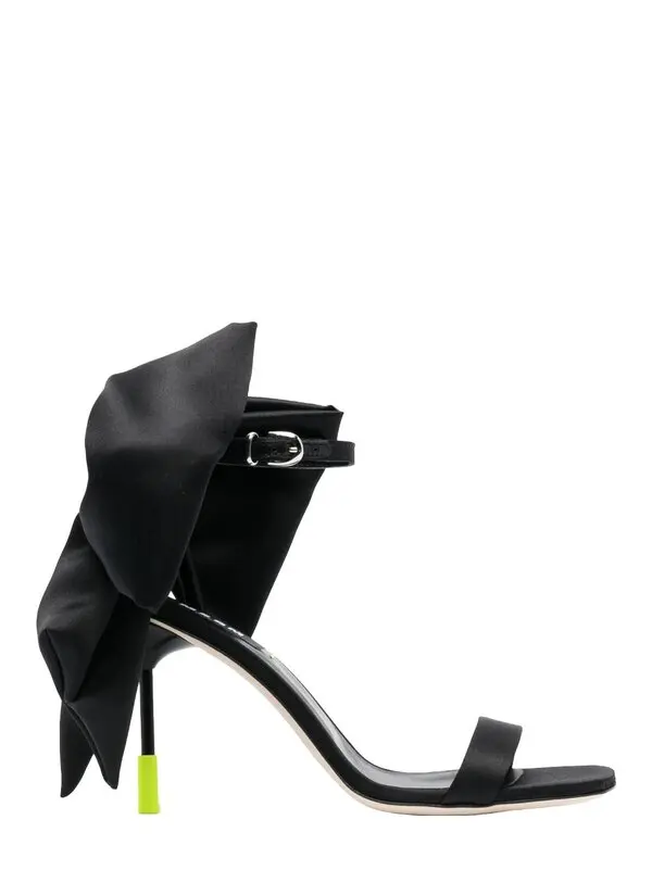 MSGM Bow-detail 100mm Leather Sandals - Black