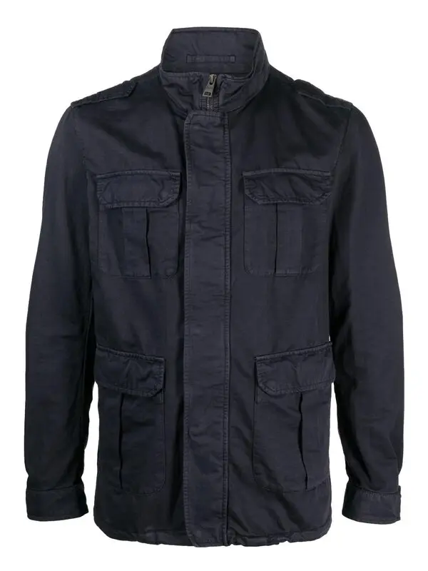 Herno Cotton-linen Military Jacket - Blue