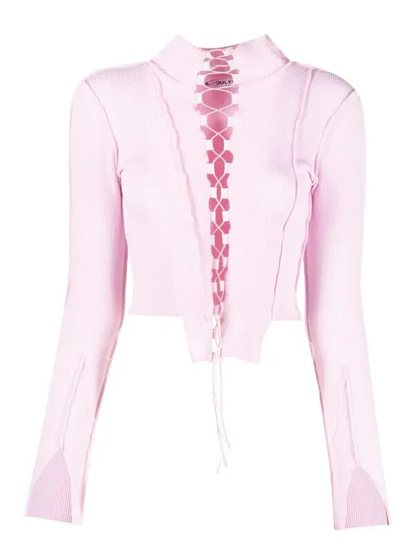 JULFER Fine-ribbed Cropped Top - Pink