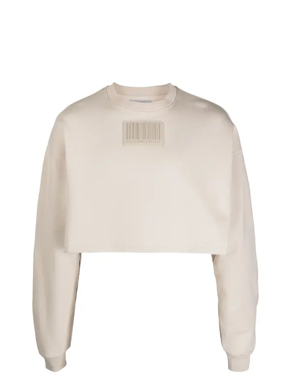 VTMNTS Barcode-patch Cropped Sweatshirt - Neutrals