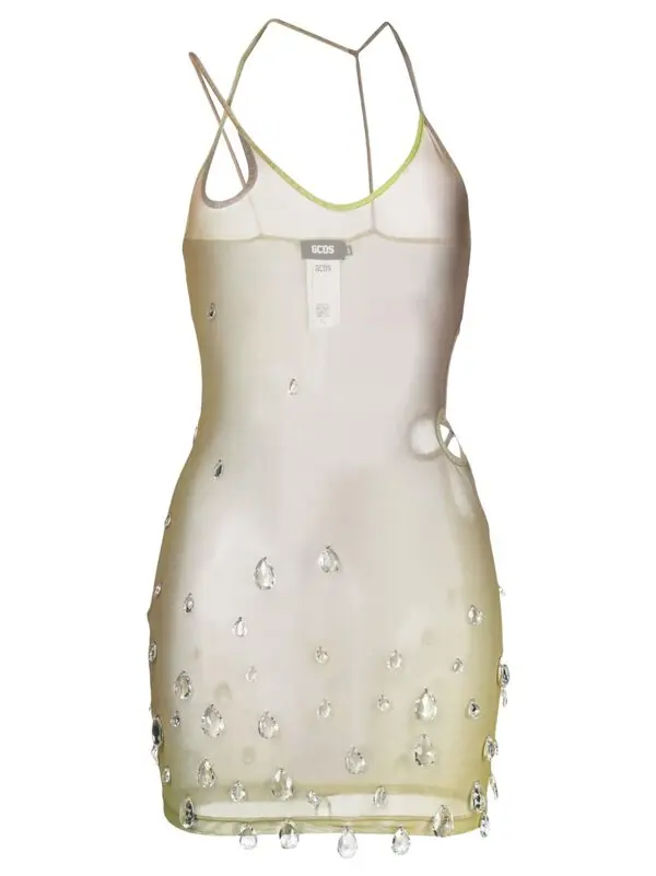 Gcds Sita Crystal-drop Mini Dress - Green