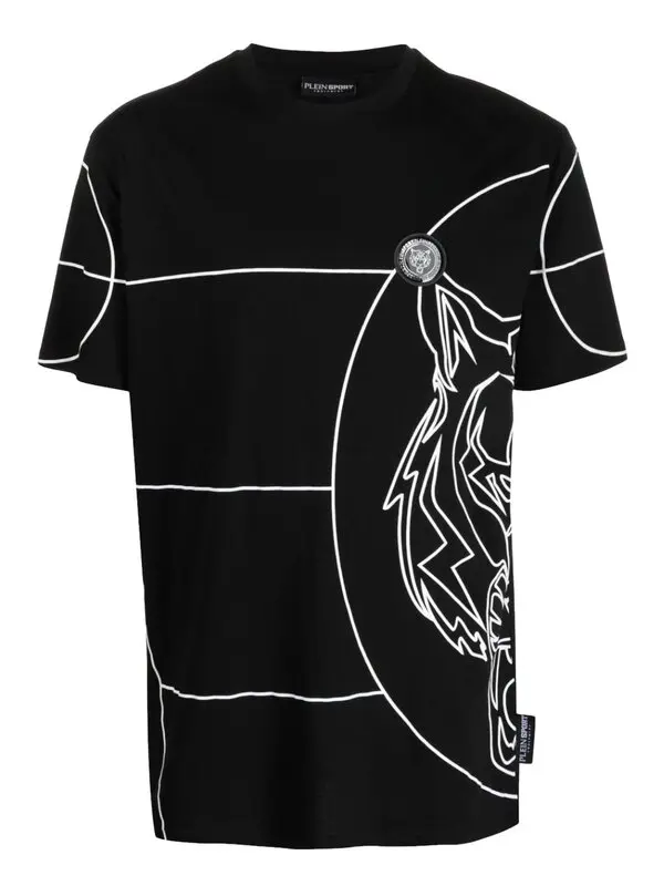 PLEIN SPORT Logo Tiger-print T-shirt - Black