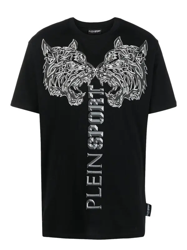 PLEIN SPORT Tiger-print T-shirt - Black