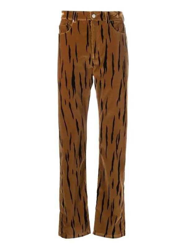 Bally Tiger-print Velvet Trousers - Brown