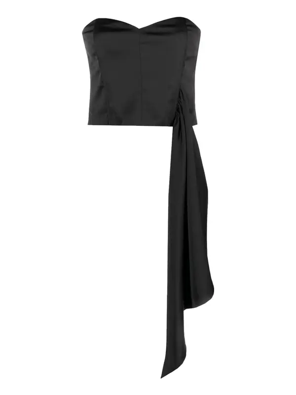 GESTUZ Draped-detailing Crop Top - Black
