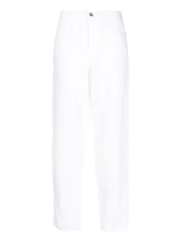 Emporio Armani Straight-leg Linen Trousers - White