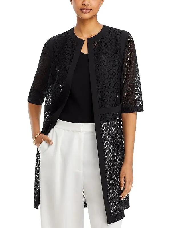 Misook Lace Long Jacket - Black