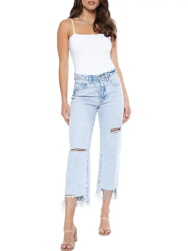 BLUE REVIVAL Nash Vegas 90 High Rise Cropped Wide Leg Jeans - Maui